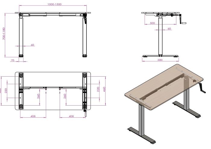 Механическая регулировка Стол Ergostol Handle – купить в Москве по цене 22 290 ₽ | Интернет ...